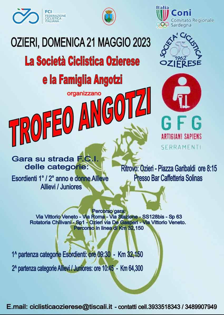 Ciclismo, domenica 21 maggio a Ozieri il Trofeo Angotzi - Logudoro live